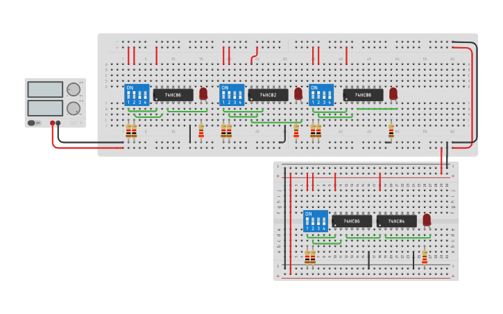 Circuit design PRACTICA 4. PUERTAS LOGICA - Tinkercad