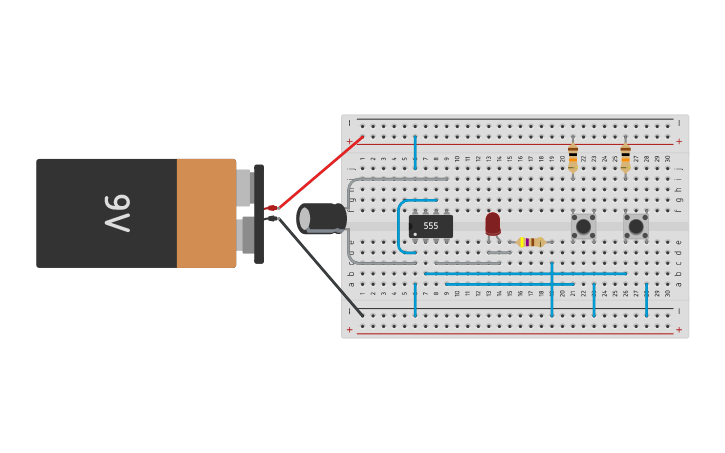 Circuit design 555 Timer - Bistable Mode - Tinkercad