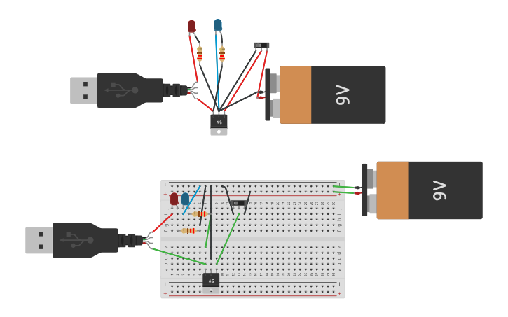 Circuit design 5V USB DC 1.5A USB Power supply - Tinkercad