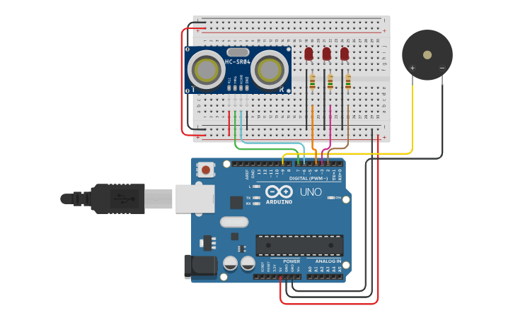 Circuit Design Buzzer With Ultrasonic Distance Sensor Tinkercad
