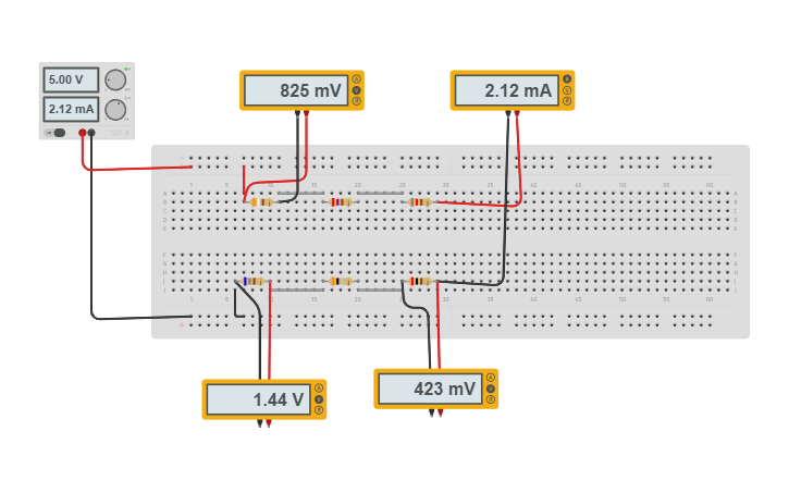 Circuit design Actividad 11 Practica Circuito Serie y Mediciones - Tinkercad