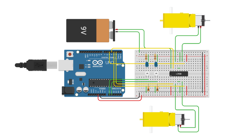 Circuit design Seguidor de linea - Tinkercad