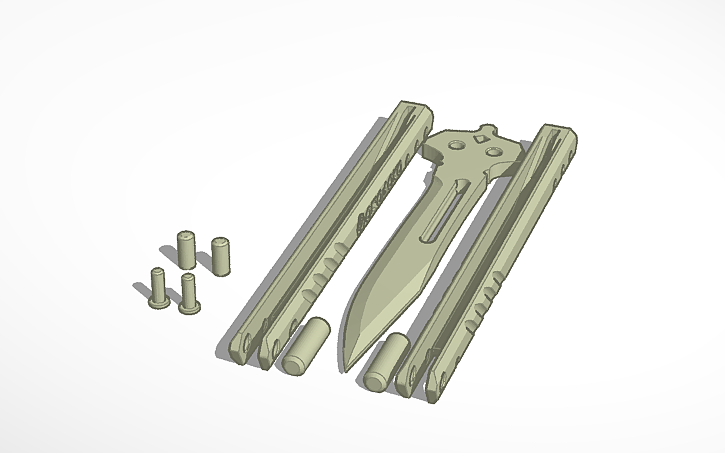 3D design balisong with supports - Tinkercad