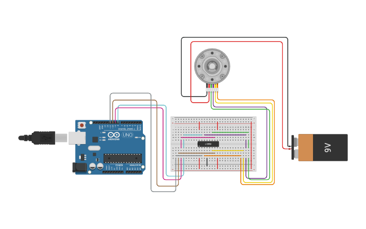 Circuit design 19650044 / Motor Steper dengan motor dc - Tinkercad