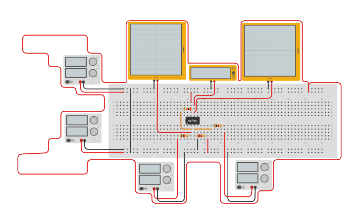 Circuit design Differential Amplifier - Tinkercad