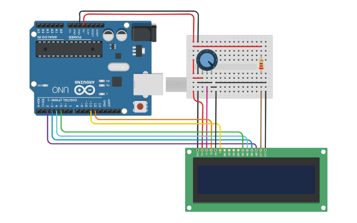 Circuit design Display LCDTarefa - Projeto 10 | Tinkercad