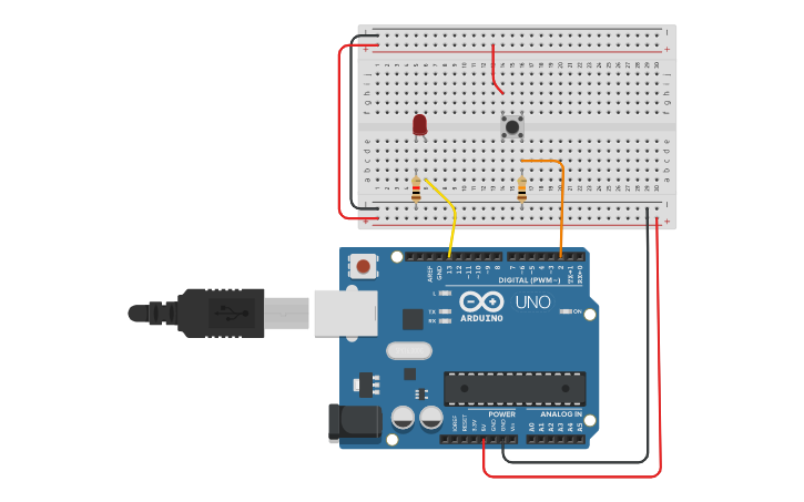 Circuit design Push button - Tinkercad