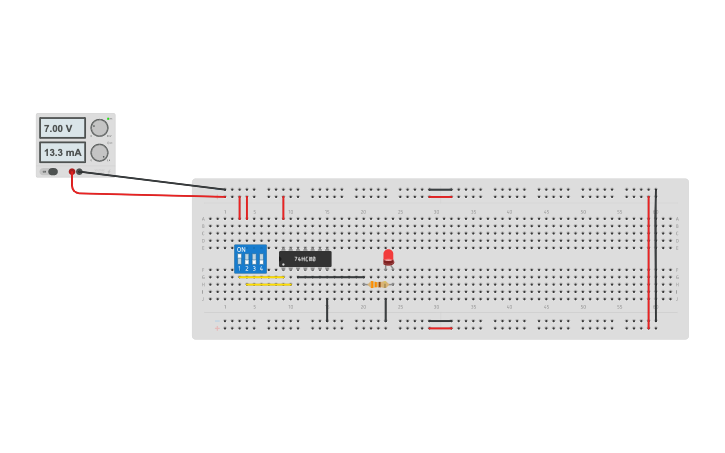 Circuit design Compuerta nand - Tinkercad