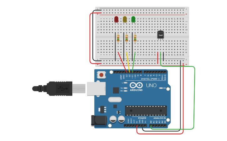 Circuit design Fabi - LED + Sensor Temp | Tinkercad
