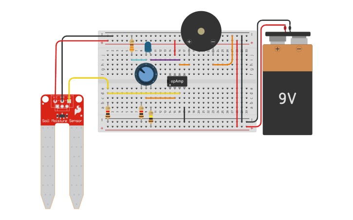 Circuit Design Rain Alarm Tinkercad