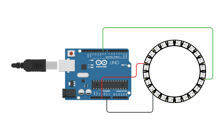 Circuit design Neopixel no Arduino | Tinkercad