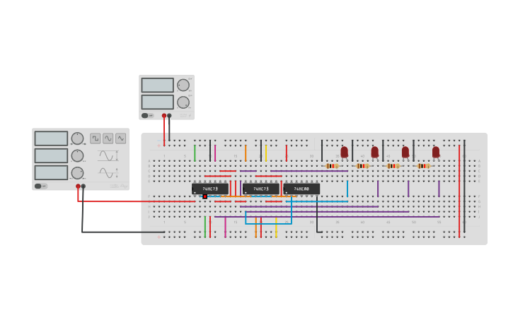 Circuit design Mod 10 Up Counter - Tinkercad