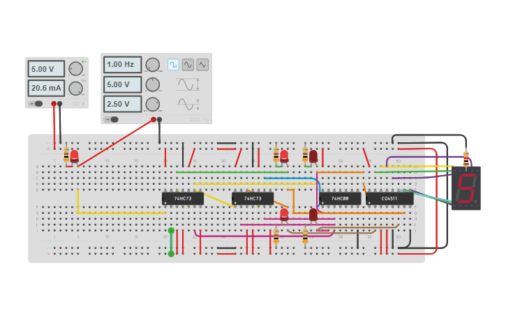 Circuit design bcd jkff | Tinkercad