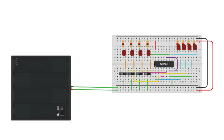 Circuit design 106119145 Gray-Code to Binary | Tinkercad Circuit design 106119145 Gray-Code to Binary | Tinkercad