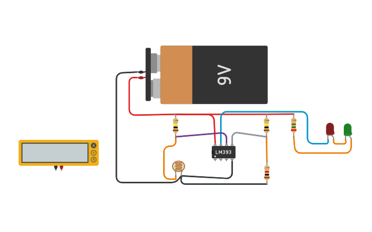 Circuit design night light comparator - Tinkercad