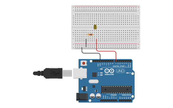 Circuit design Blinkende_LED - Tinkercad