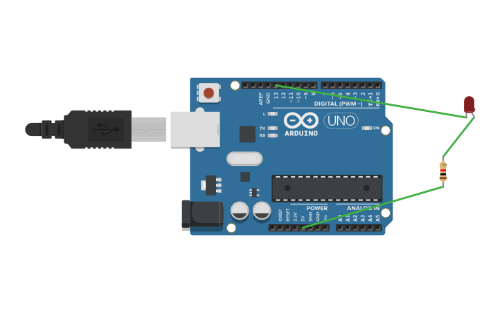 Circuit design Dioda LED | Tinkercad