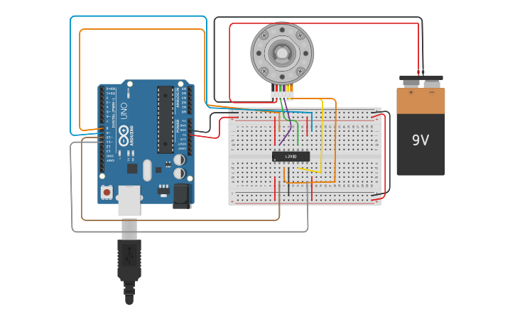Circuit design stepper motor - Tinkercad