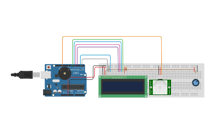Circuit design Movement Detection - Tinkercad
