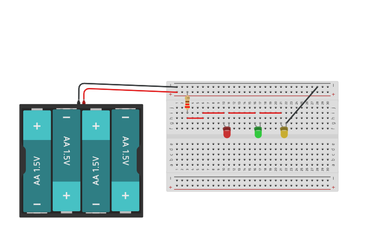 Circuit design leds en serie - Tinkercad