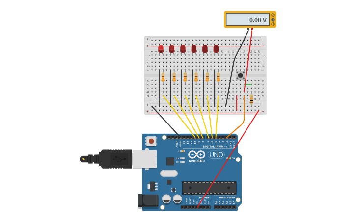 Circuit design Knight Rider LED Scanner | Tinkercad