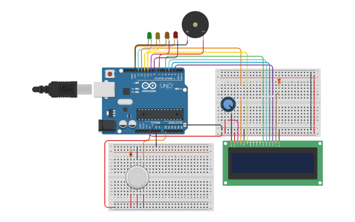 Circuit design Program 6: Air Quality Gas Sensor (MQ135) - Tinkercad