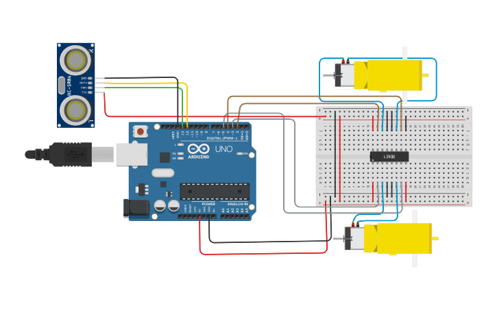 Circuit design Obstacle avoidance Robot | Tinkercad