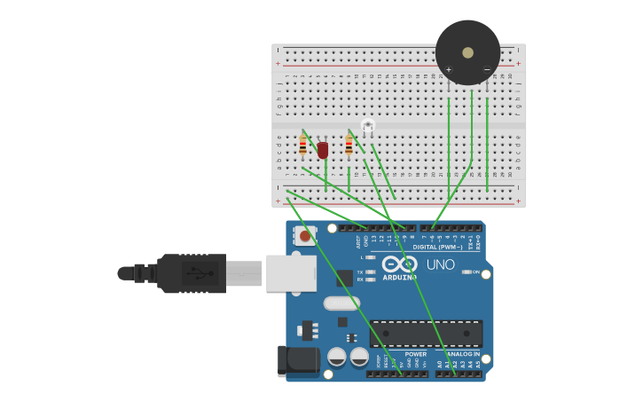 Circuit design Fire Alarm - Tinkercad