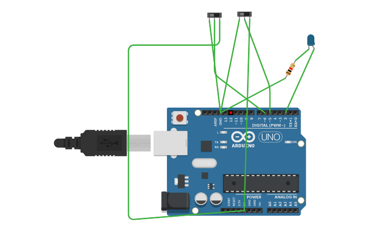 Circuit design LED + switch | Tinkercad