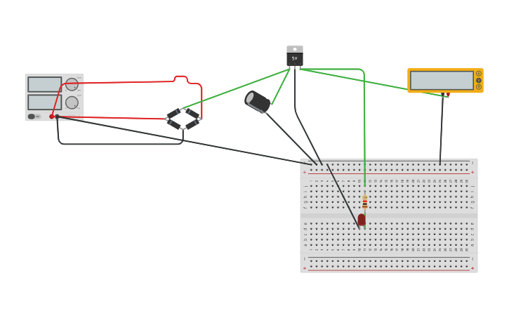 Circuit design power supply 5v 9v 12v - Tinkercad