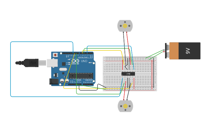 Circuit design Arduino Two DC motors - Tinkercad