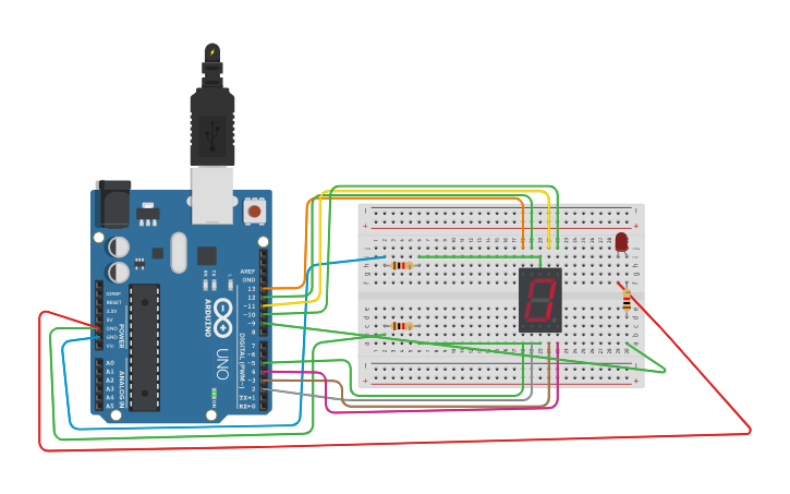 Circuit design 7 Segment Display - Tinkercad