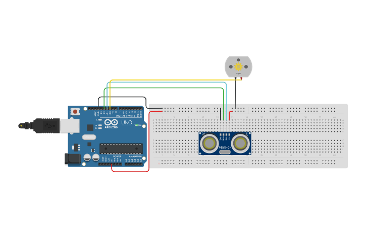Circuit design Arduino sensor con motor Keyri Cortez | Tinkercad