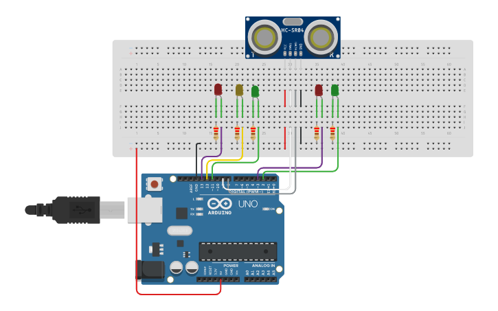 Circuit design Traffic Light - Tinkercad