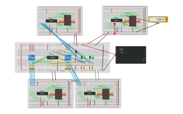 Circuit Design Sumador 4bits Tinkercad