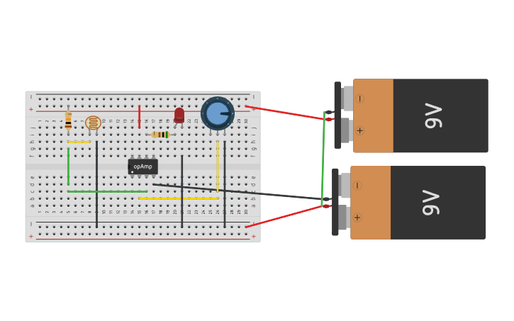 Circuit Design Op Amp ควบคุมความสว่างของ Led Ldr Tinkercad