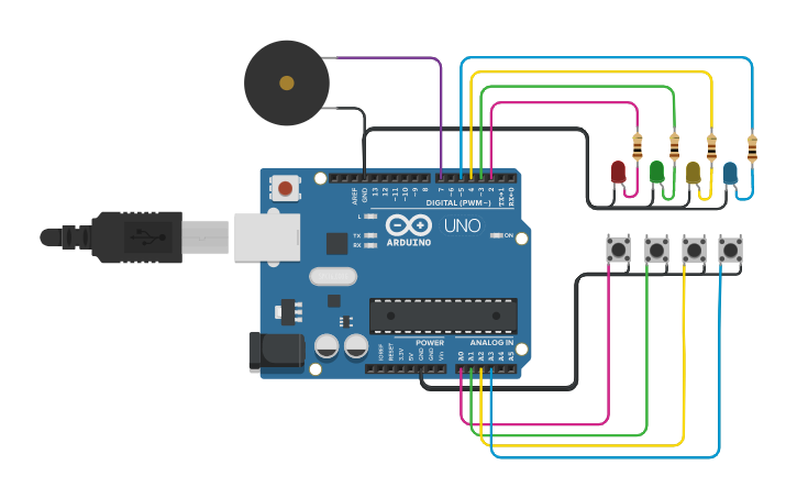 Circuit design Simon Dice - Tinkercad