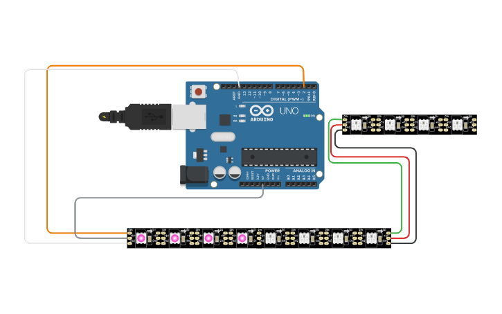 Circuit design led strip rgb - Tinkercad