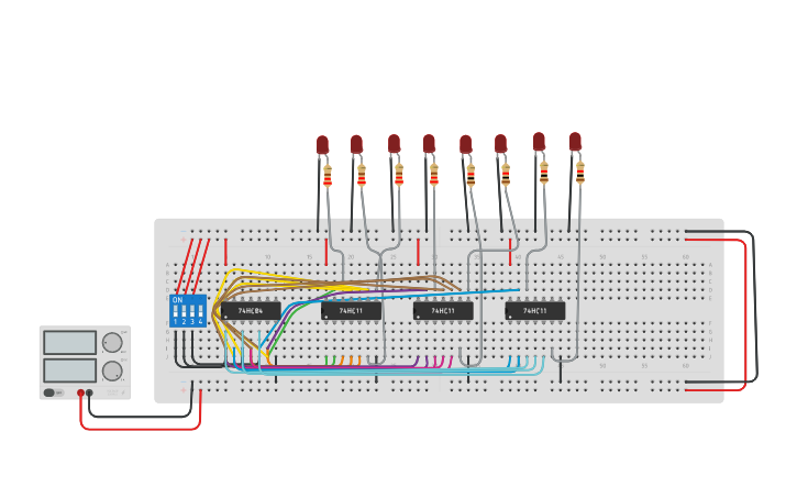 Circuit design 3:8 decoder - Tinkercad