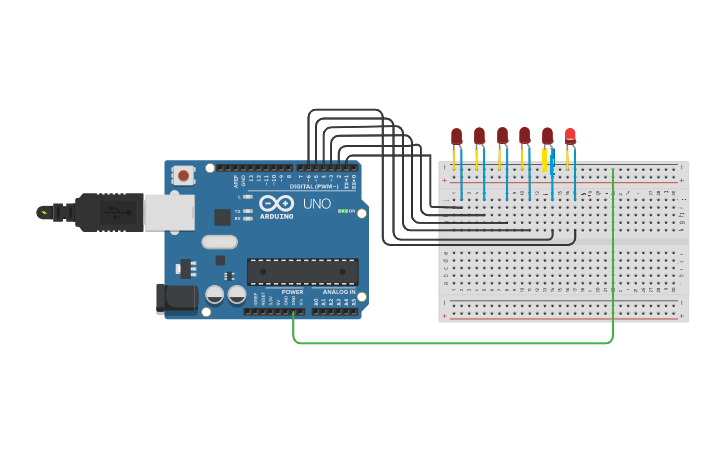 Circuit design Led Chaser - Tinkercad