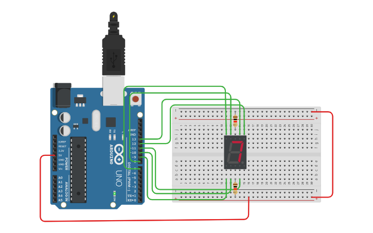 Circuit design 3.1 Ekperimen Rangkaian Interface Output Seven Segment - Tinkercad