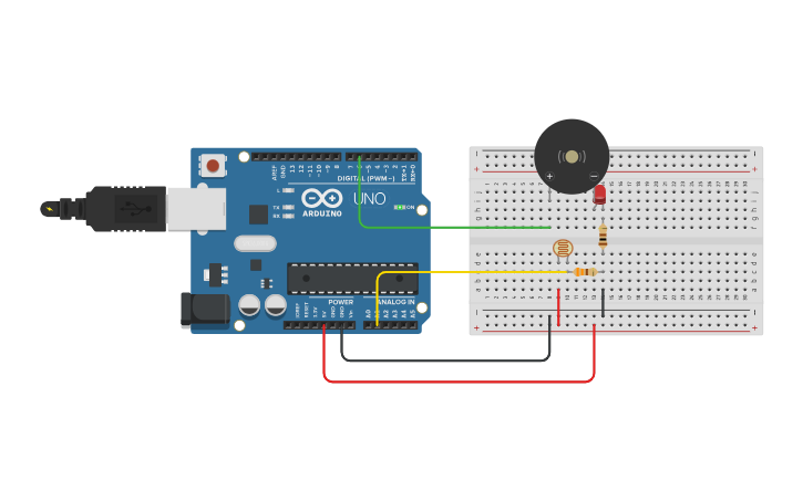 Circuit design LDR sensor - Tinkercad