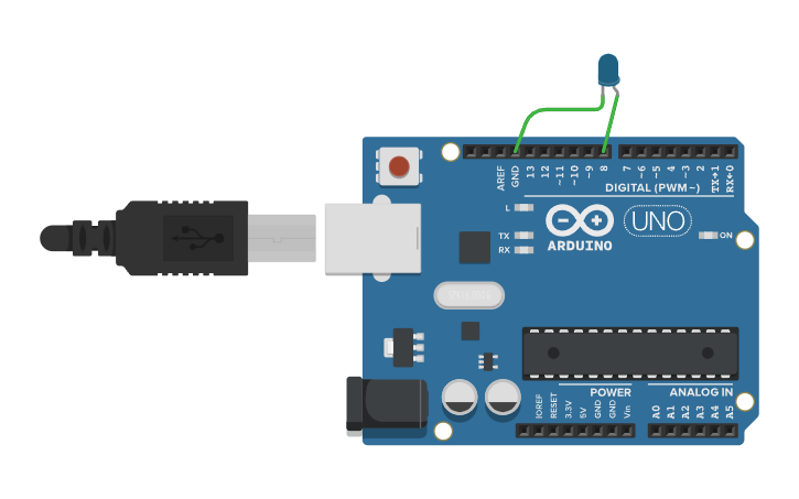 Circuit design pin 8 led - Tinkercad