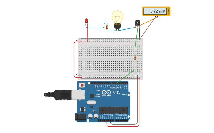 Circuit design Transistor Arduino - Tinkercad