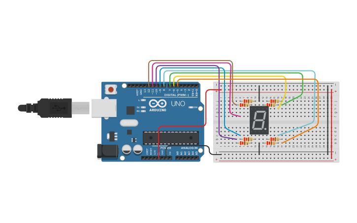 Circuit Design 7 Segment Cathode Commune Tinkercad