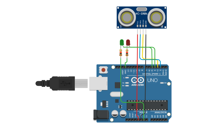 Circuit design Arduino Lab 10 Ultrasonic Sensor - Tinkercad