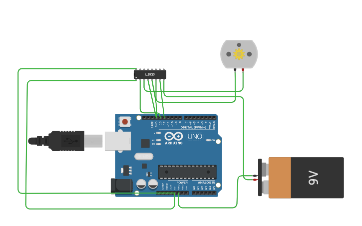 Circuit design motor speed control - Tinkercad
