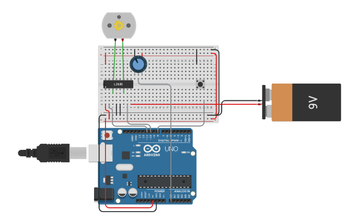 Circuit design DC Motor Control_speed, direction | Tinkercad Circuit design DC Motor Control_speed, direction | Tinkercad