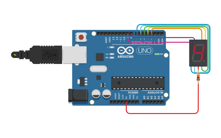 Circuit design 7 Segment Display - Tinkercad