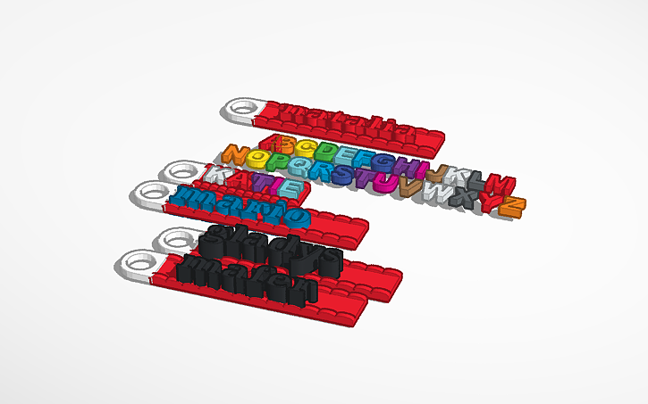 3D design Key Ring, Letters! - Tinkercad